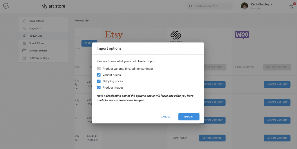 Options for importing products to your store | theprintspace help centre