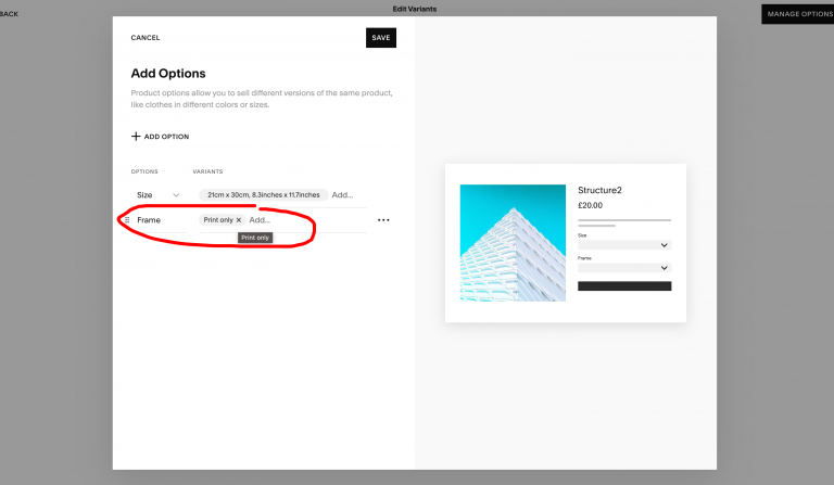 Imported SKU changed to Squarespace SKU | theprintspace help centre