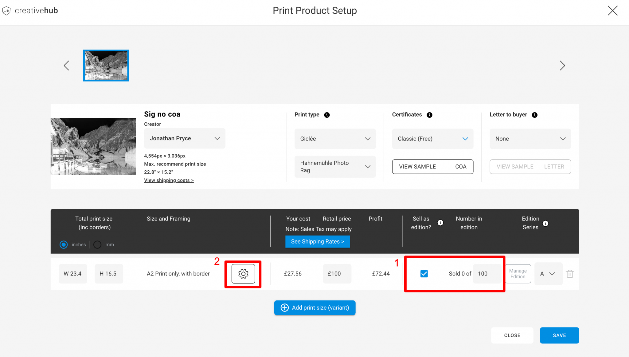 How to set up signatures on limited edition prints | theprintspace Help